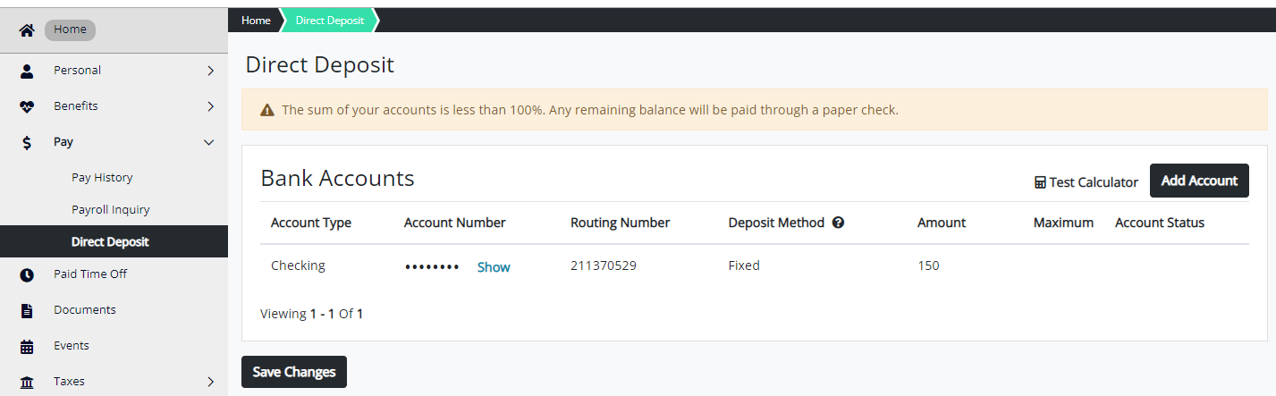 How can I set up my direct deposit in my Employee Portal?