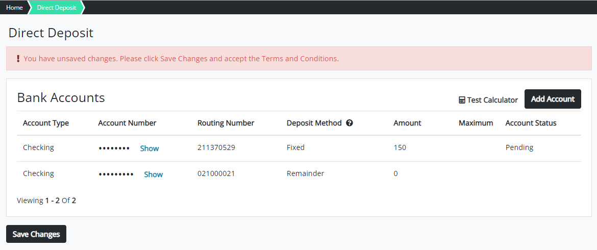 How can I set up my direct deposit in my Employee Portal?